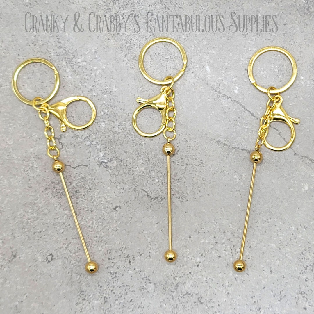 Beadable Blanks - GOLD Key Chain or Pendant - Add Beads - Fit Bead With ...