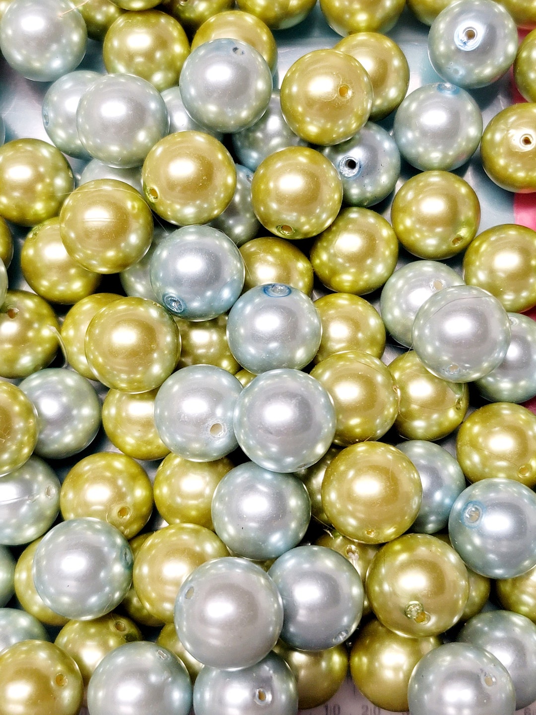 CLEARANCE 22mm Cool Pearl Mix - Light Blue and Lime - Set of 10 - Etsy