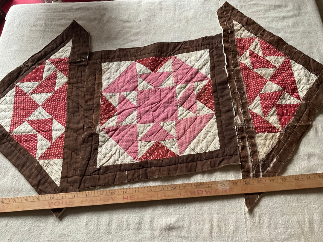 Antique Red and Pink Cotton Calico Patchwork Quilted Fragments - Etsy