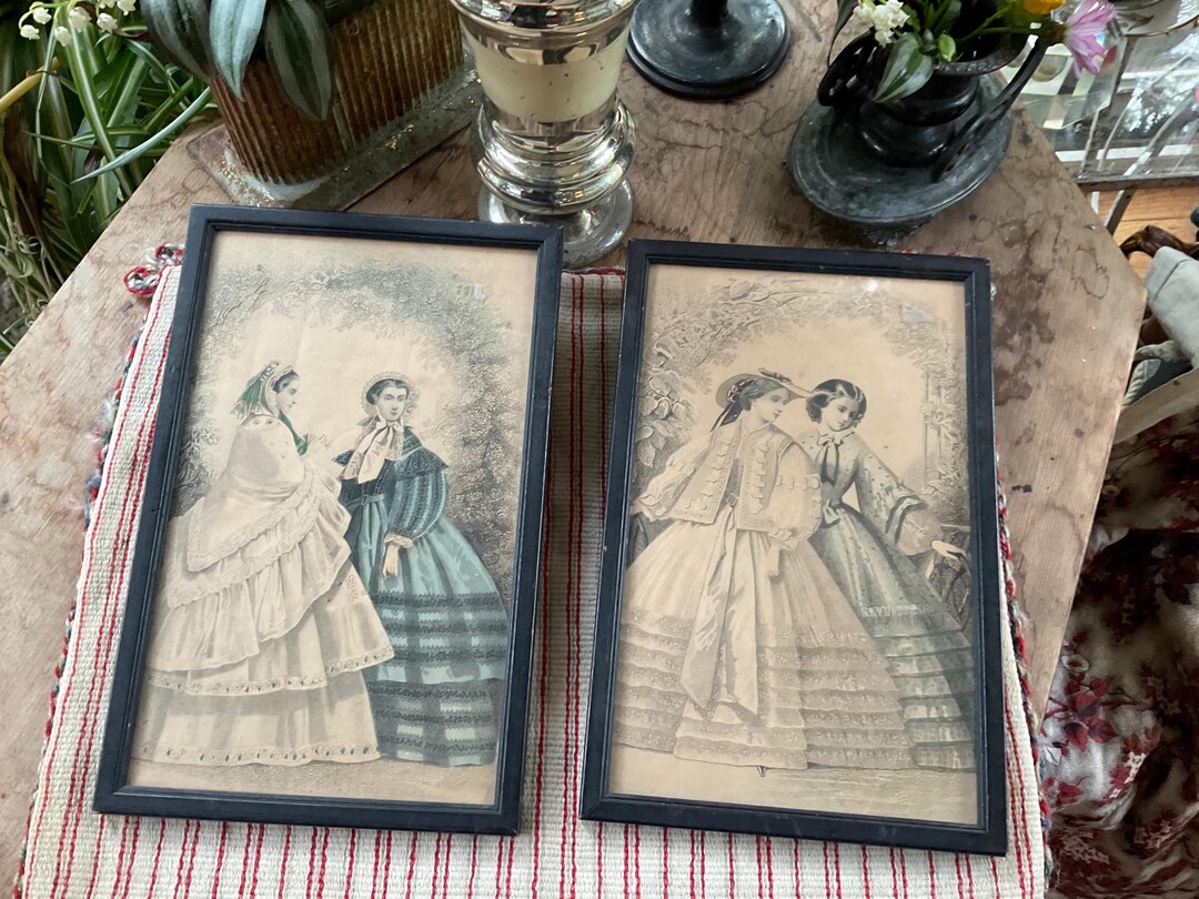 Antique Prints of Fancy Victorian Girls in Vintage Frames. - Etsy