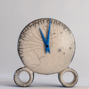 Raku Table Clock, Statement Clock, Ceramic Handmade, Black White ...