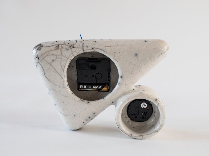 Raku Desk Clock, Statement Clock, Ceramic Handmade, Antique White ...