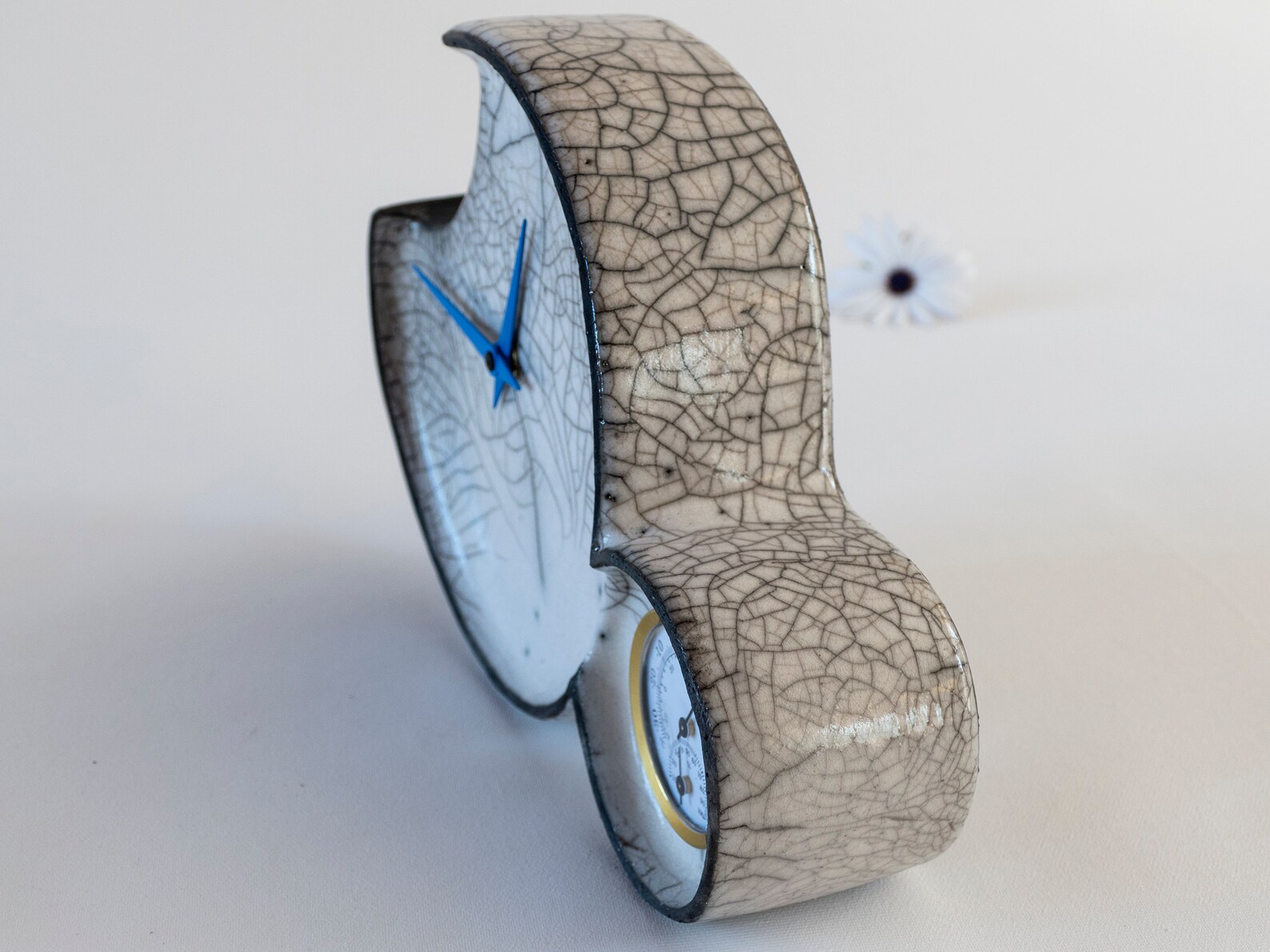 Raku Desk Clock, Statement Clock, Ceramic Handmade, Antique White ...