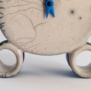 Raku Table Clock, Statement Clock, Ceramic Handmade, Black White ...