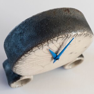 Raku Table Clock, Statement Clock, Ceramic Handmade, Black White ...