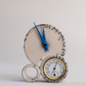 Raku Desk Clock, Statement Clock, Ceramic Handmade, Antique White ...