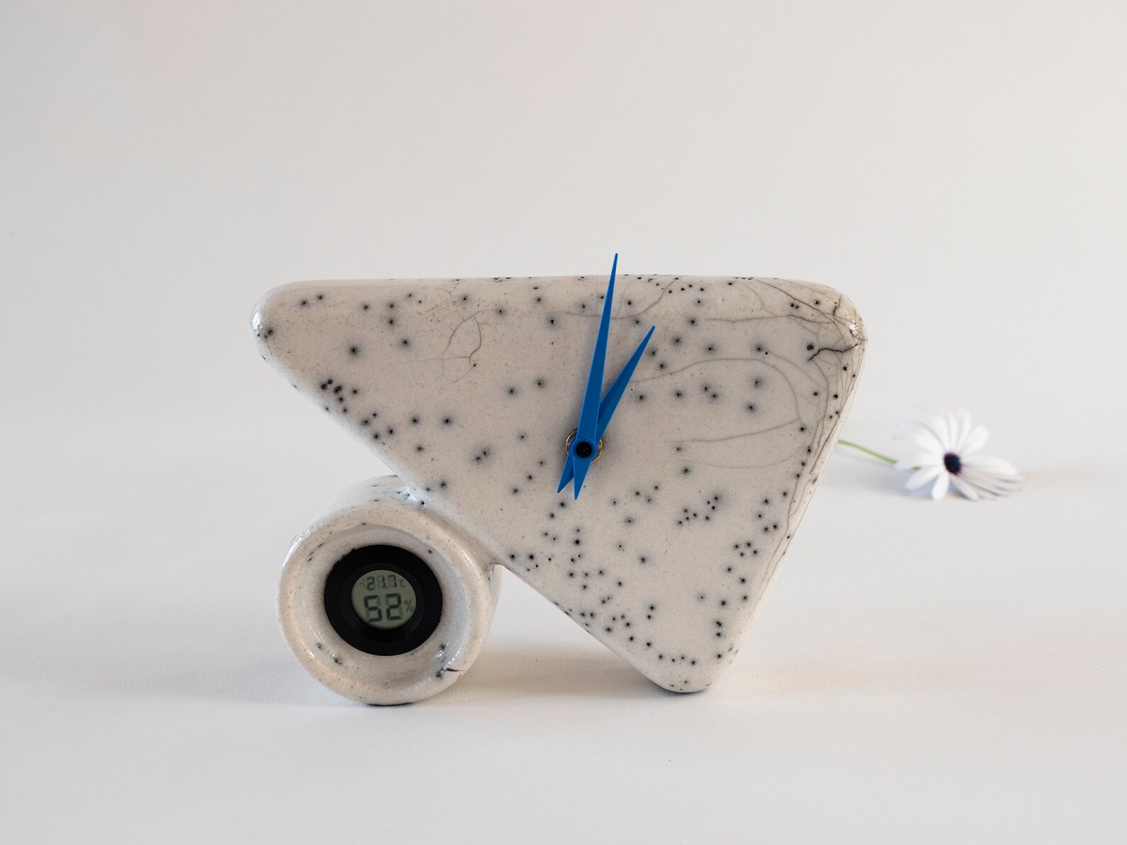 Raku Desk Clock, Statement Clock, Ceramic Handmade, Antique White ...