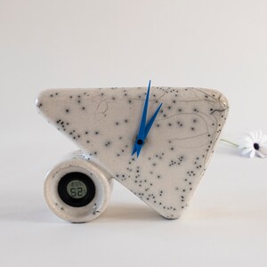 Raku Desk Clock, Statement Clock, Ceramic Handmade, Antique White ...