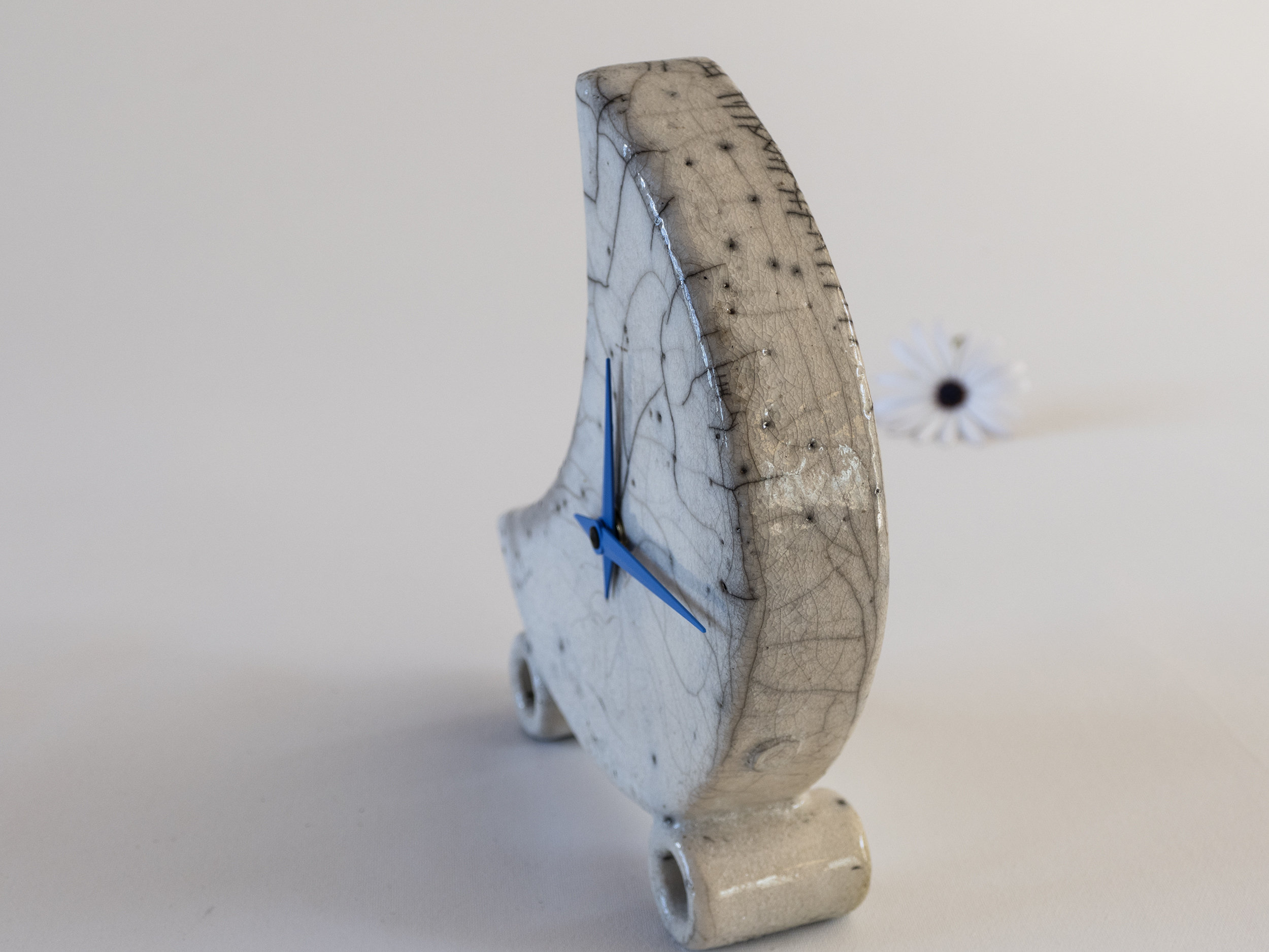 Desk Clock Ceramic Handmade Antique White Crackled Smoked - Etsy