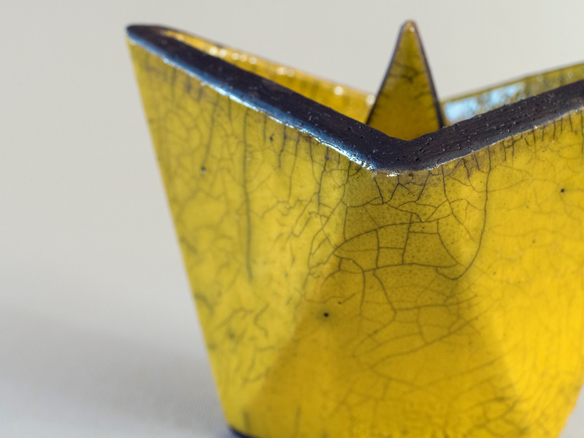 Paper Boat Ceramic Handmade Raku Fired Yellow Crackled - Etsy