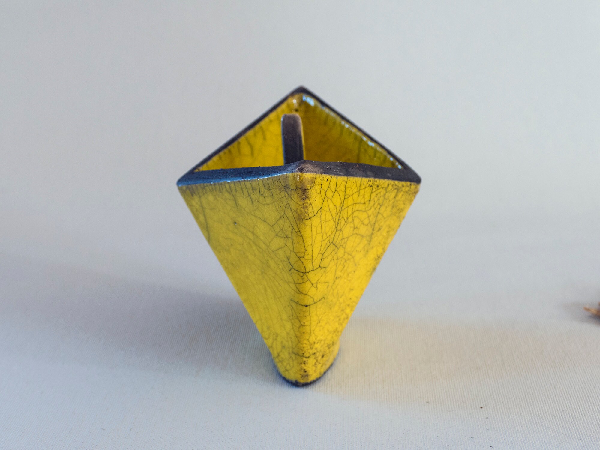 Paper Boat Ceramic Handmade Raku Fired Yellow Crackled - Etsy