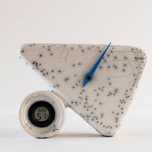 Raku Desk Clock, Statement Clock, Ceramic Handmade, Antique White ...
