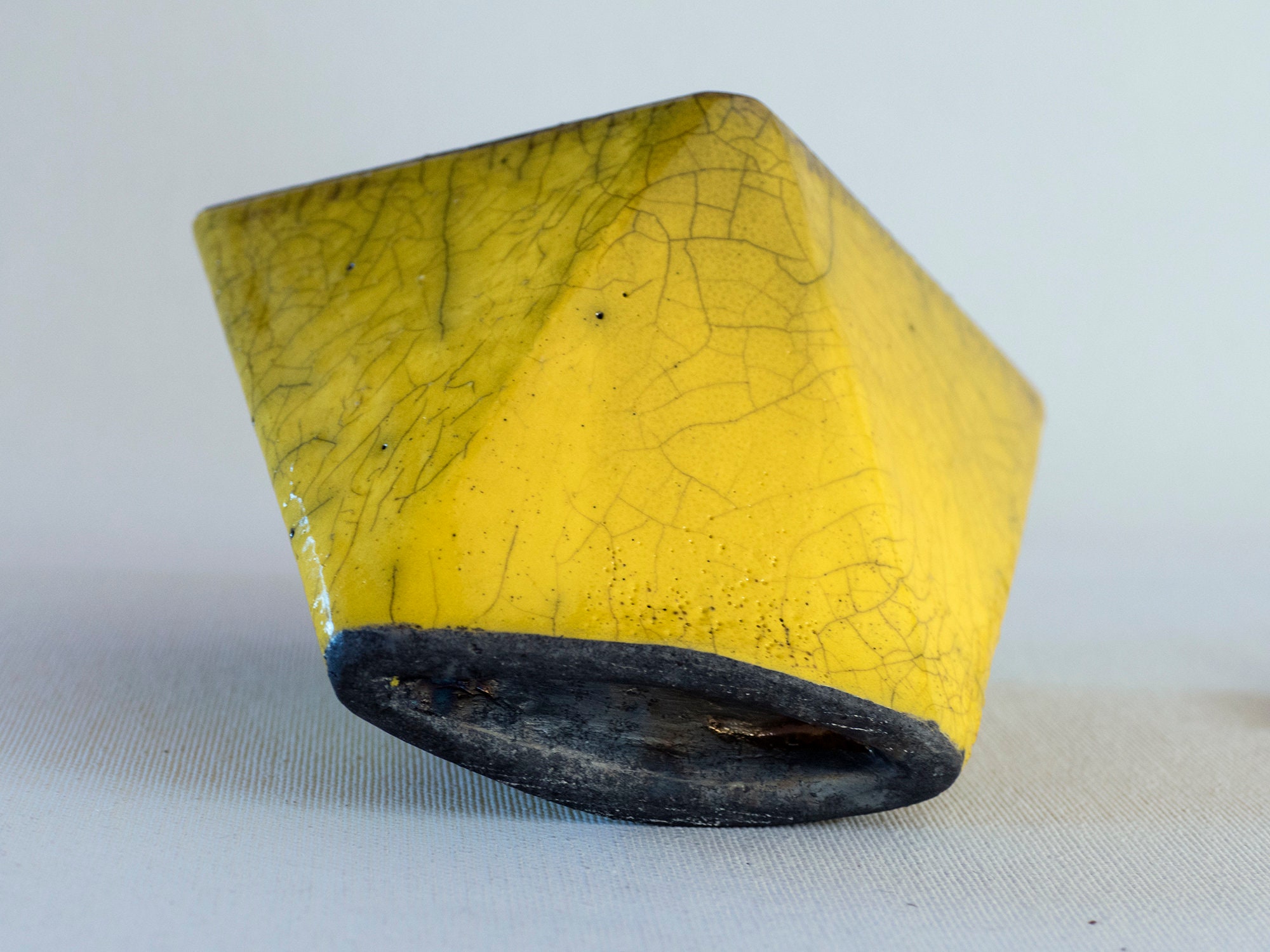 Paper Boat Ceramic Handmade Raku Fired Yellow Crackled - Etsy