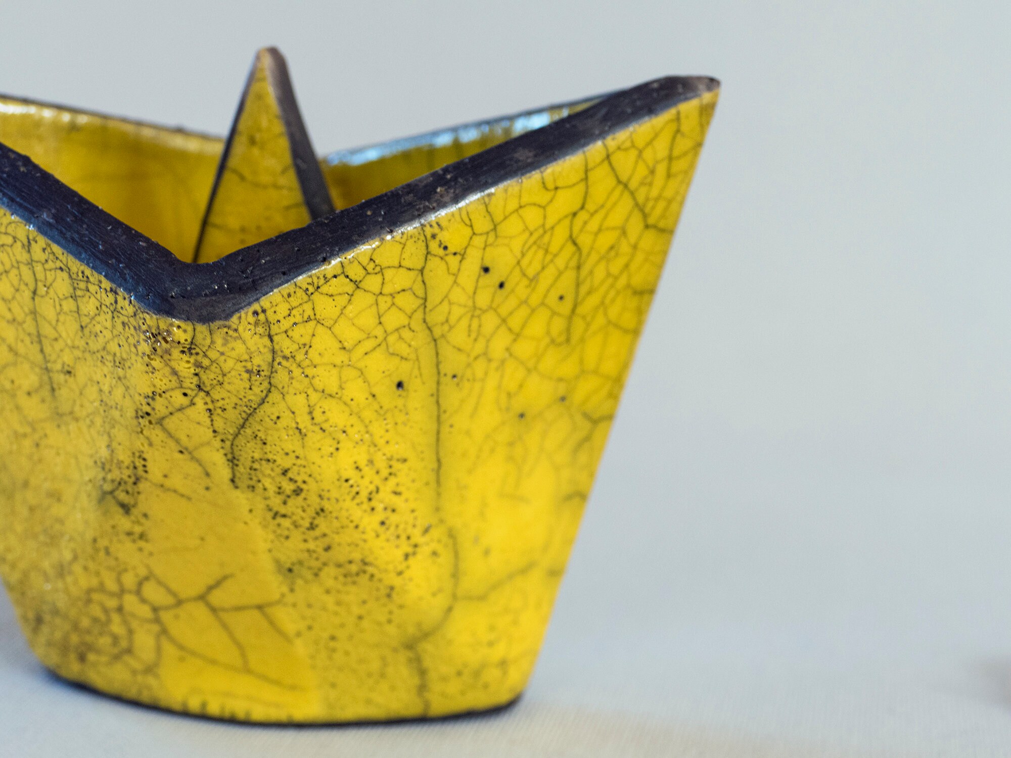Paper Boat Ceramic Handmade Raku Fired Yellow Crackled - Etsy