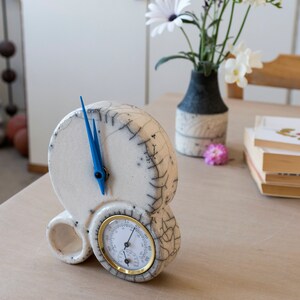 Raku Desk Clock, Statement Clock, Ceramic Handmade, Antique White ...