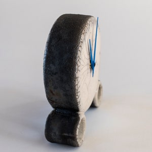 Raku Table Clock, Statement Clock, Ceramic Handmade, Black White ...