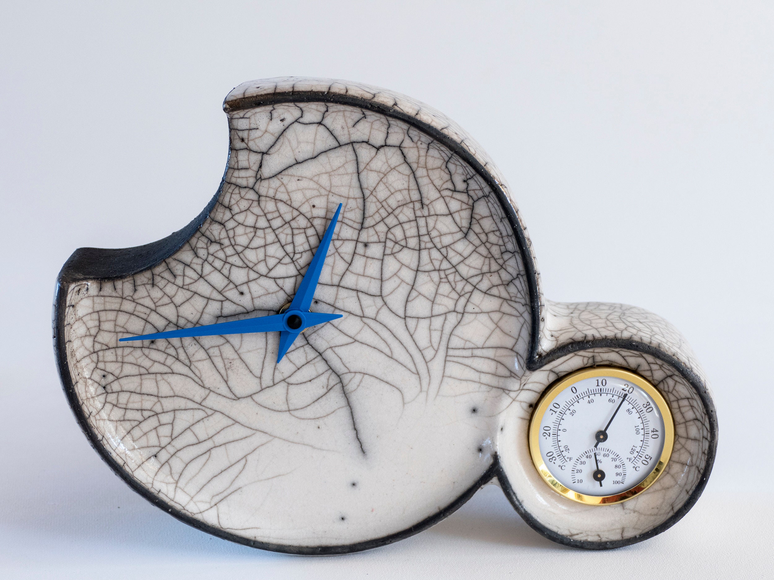 Raku Desk Clock, Statement Clock, Ceramic Handmade, Antique White ...