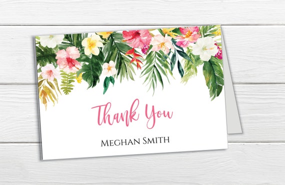 DIY Editable Tropical Thank You Card Template Tropical | Etsy