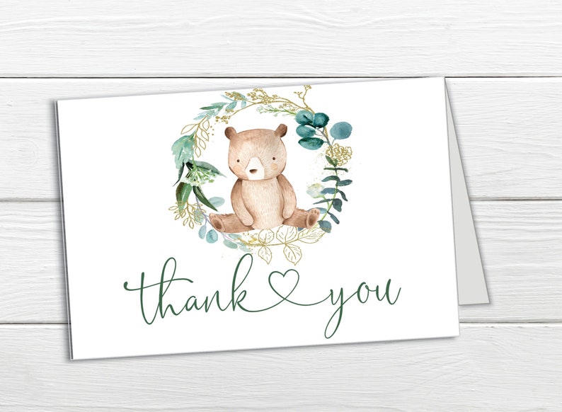 DIY Editable Bearly Wait Thank You Card Template Bear - Etsy