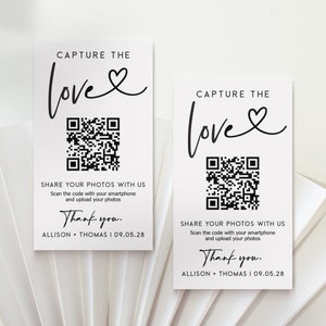 PRINTED + Shipped: Wedding Capture the Love QR Code Card, Wedding Photo ...