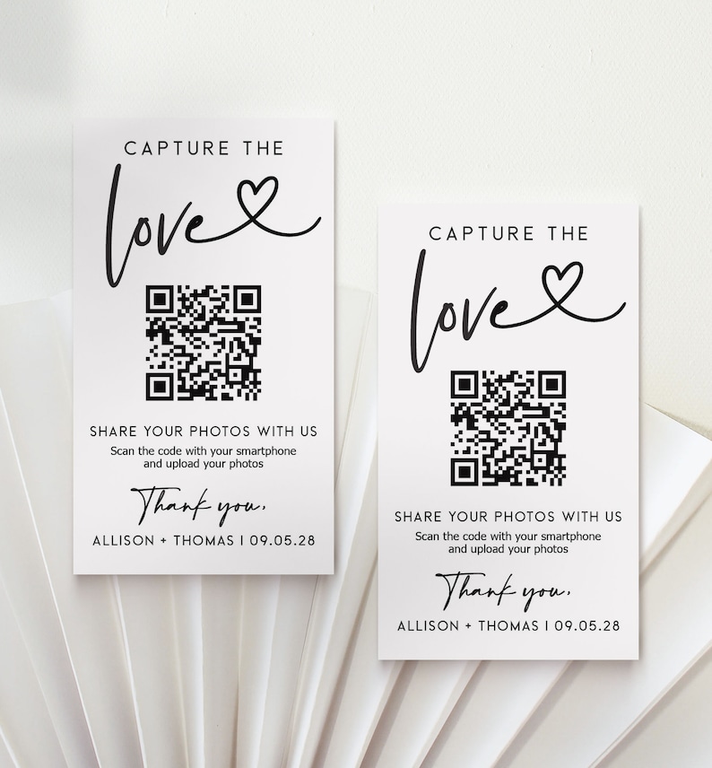 PRINTED + Shipped: Wedding Capture the Love QR Code Card, Wedding Photo ...