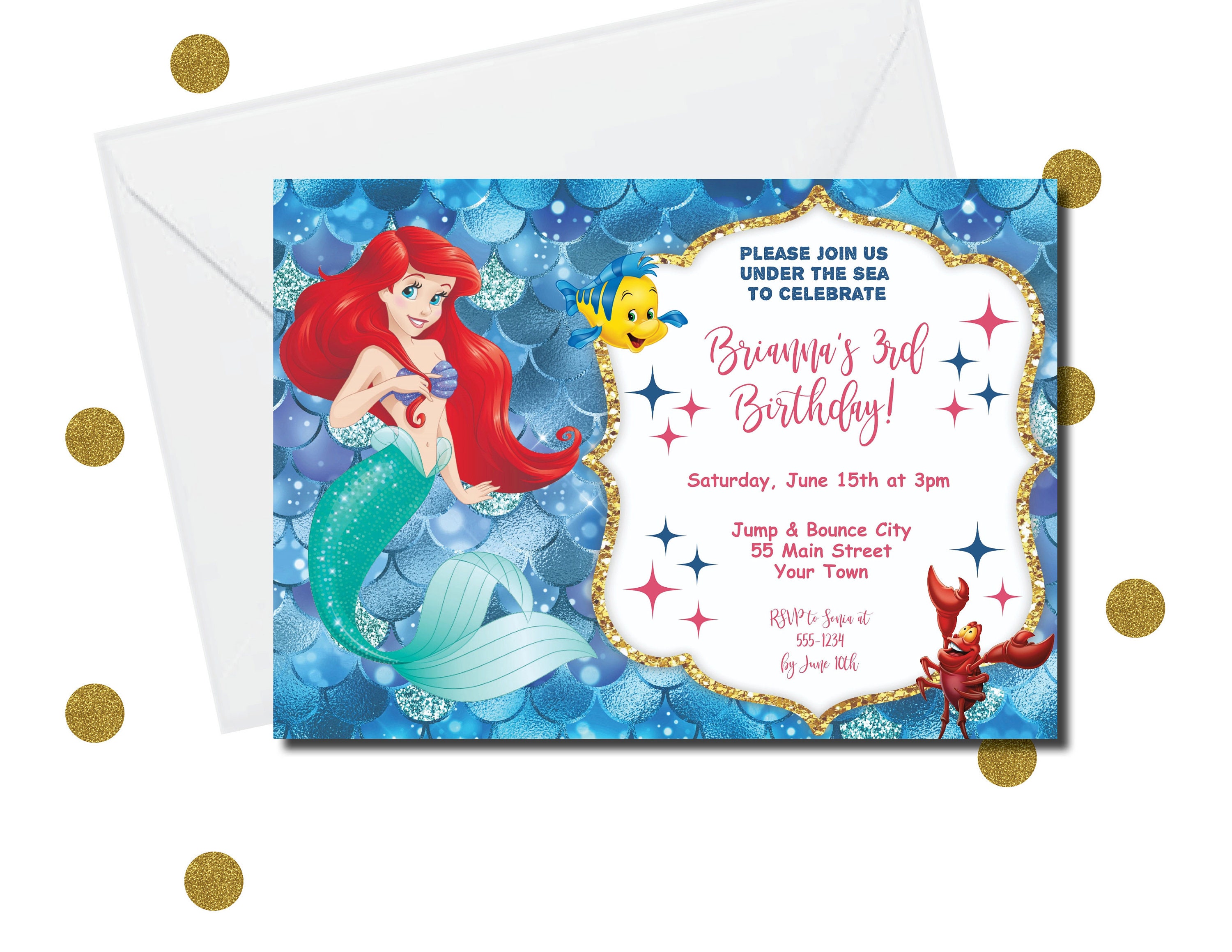 Paper & Party Supplies Invitations & Announcements Mermaid Birthday ...