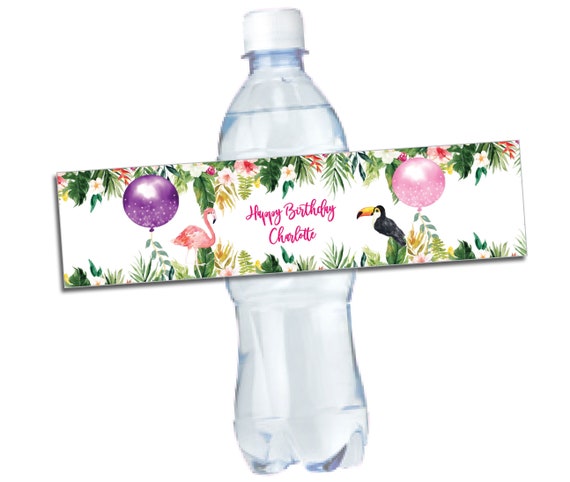 DIY Editable Tropical Water Bottle Template Editable Digital | Etsy