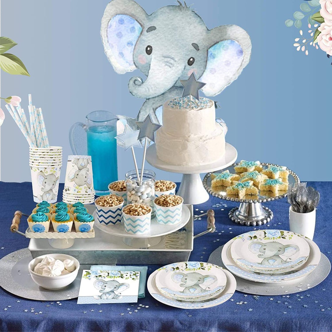 Blue Elephant Boy Baby Shower or Birthday Party Supplies - Etsy