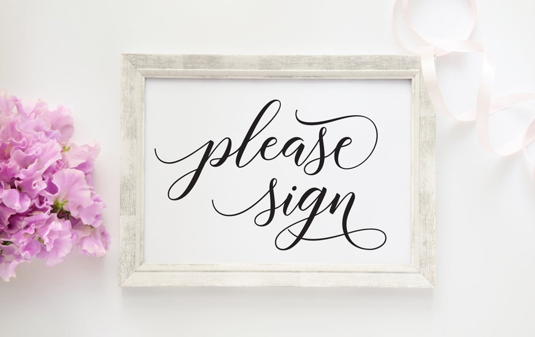 Please Sign Wedding Guestbook Sign, Minimalist Calligraphy (digital ...