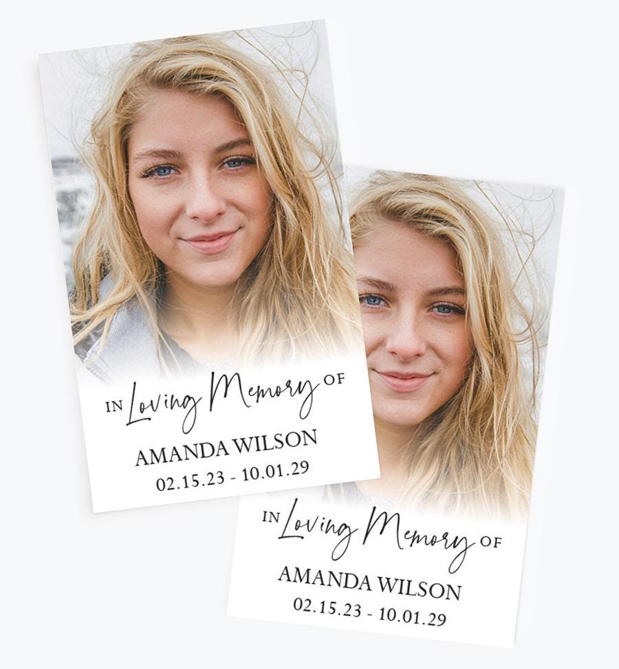 PRINTED + SHIPPED Funeral Memorial Prayer Cards Photo Personalized ...