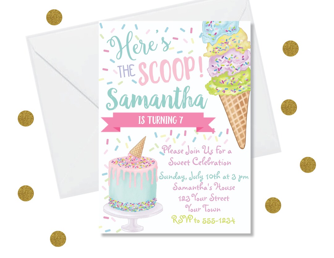 DIY Editable Ice Cream Birthday Party Invitation Template Ice Cream ...