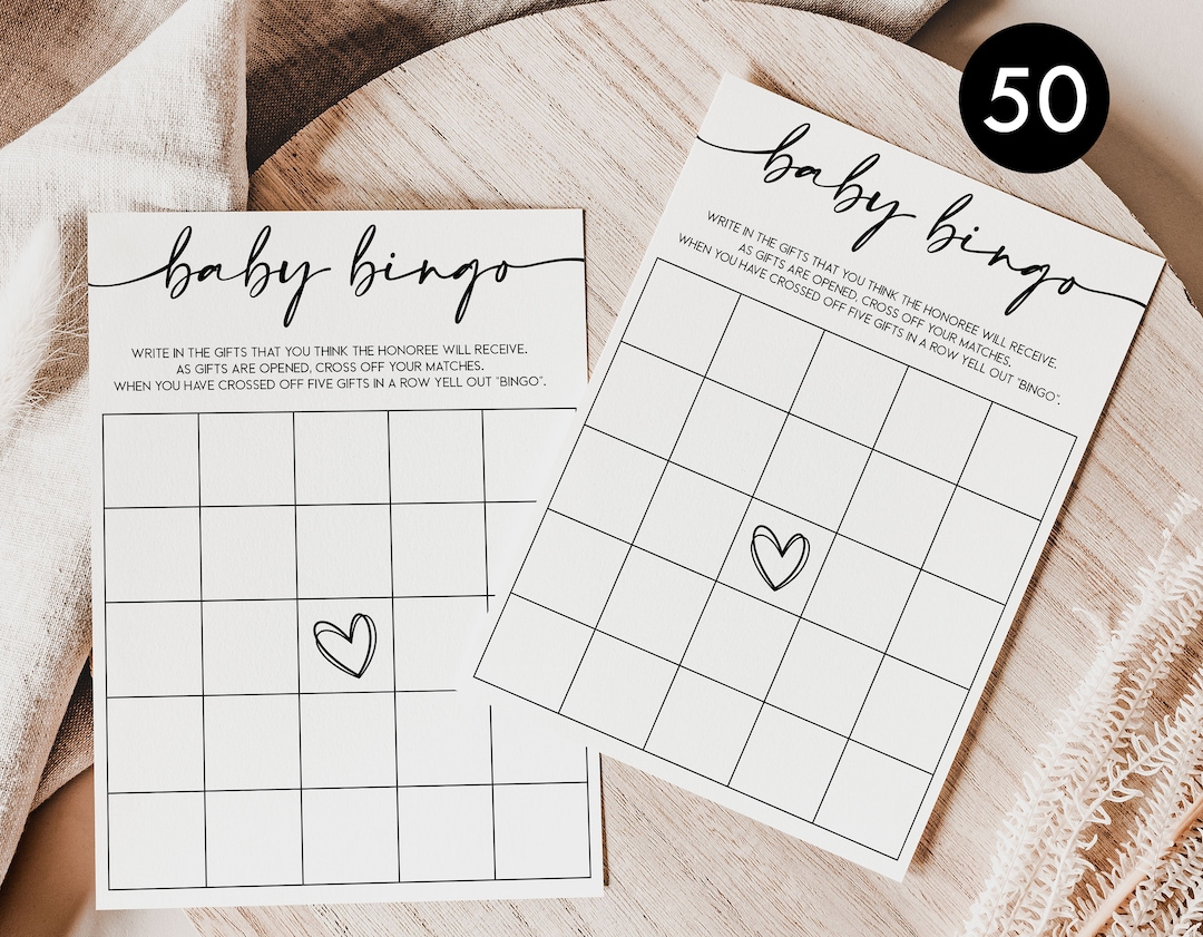 PRINTED + SHIPPED: 50 Baby Shower Bingo (50-cards) Fun Baby Shower Game ...