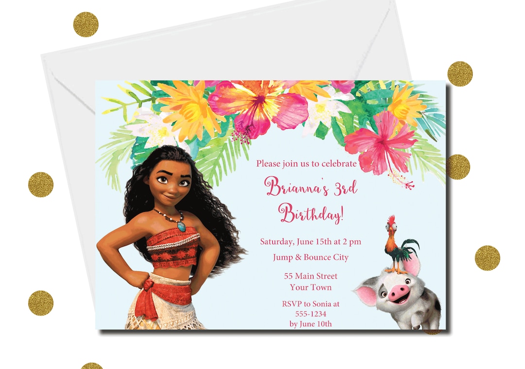 DIY Editable Invitation - Moana Party Invitation Print Yourself, Moana ...