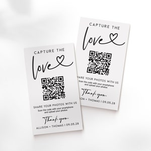 PRINTED + Shipped: Wedding Capture the Love QR Code Card, Wedding Photo ...
