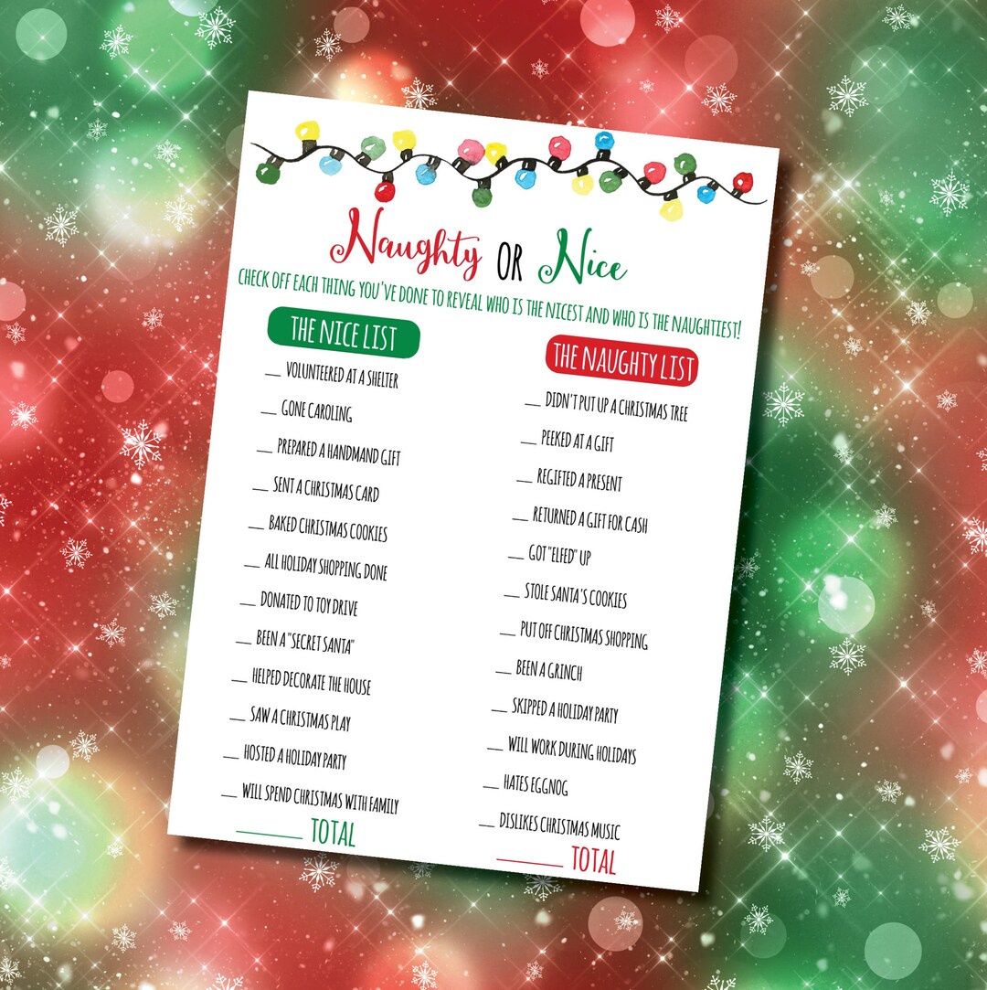 Editable Adult Christmas Party Game, Naughty or Nice Game, Christmas ...