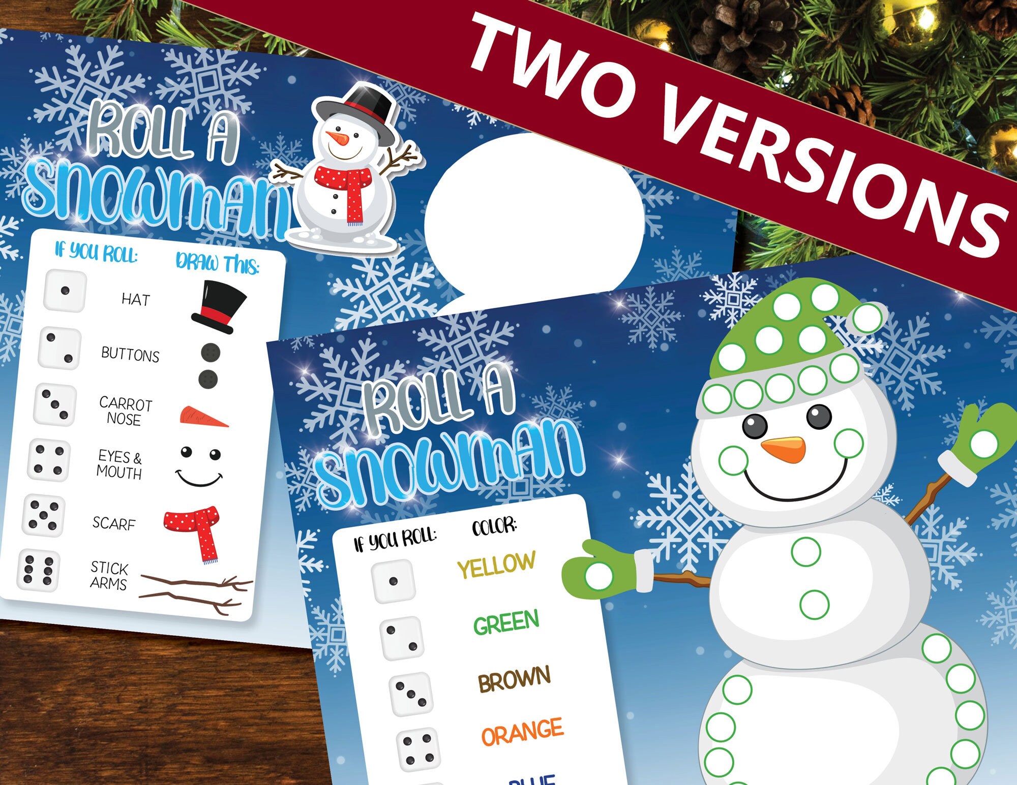 Roll a Snowman Dice Game Printable Christmas Hanukkah Kwanzaa - Etsy