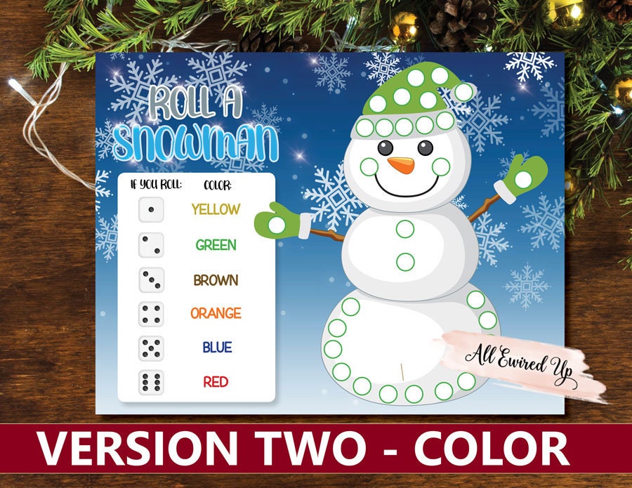 Roll a Snowman Dice Game Printable Christmas Hanukkah Kwanzaa Family ...