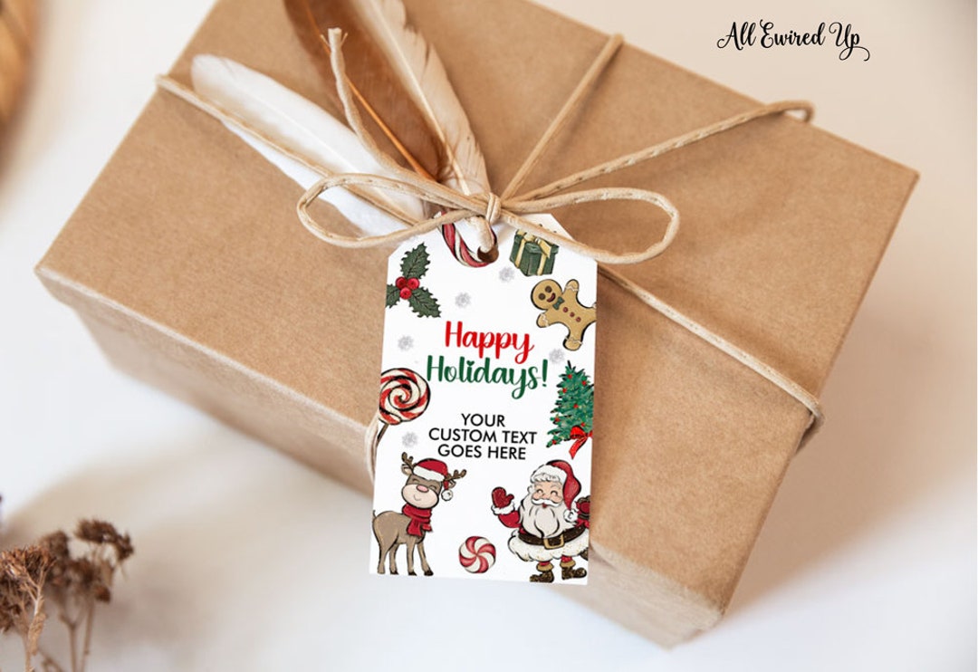 Editable Happy Holidays Santa Printable Gift Favor Tags, Christmas ...