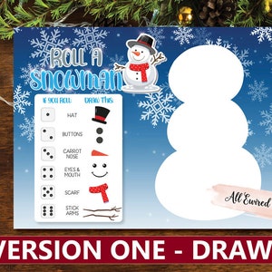 Roll a Snowman Dice Game Printable Christmas Hanukkah Kwanzaa Family ...