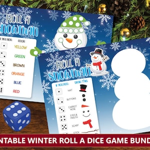 Roll a Snowman Dice Game Printable Christmas Hanukkah Kwanzaa Family ...