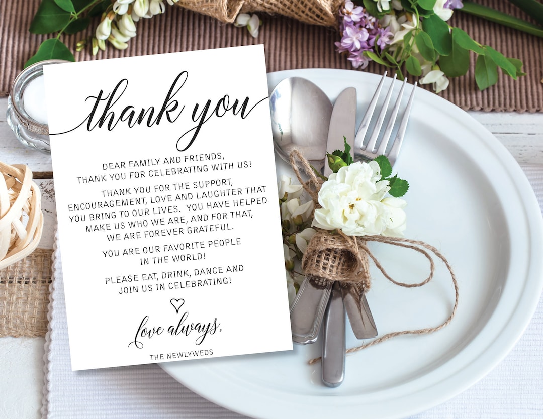 PRINTED SHIPPED: 50 Thank You Place Cards, Wedding Rehearsal Dinner ...
