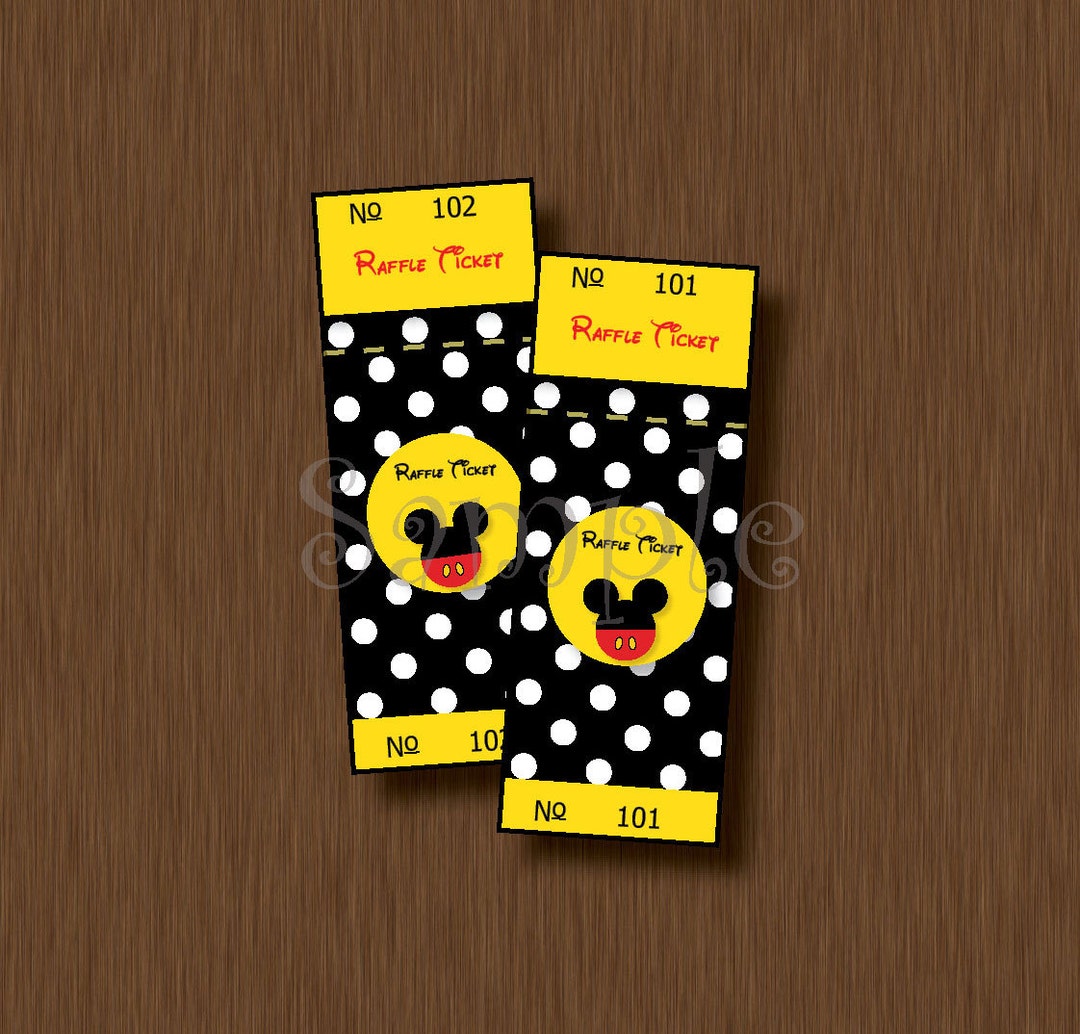 Instant Download Mickey Mouse RAFFLE TICKETS 100 Unique Printable Game ...