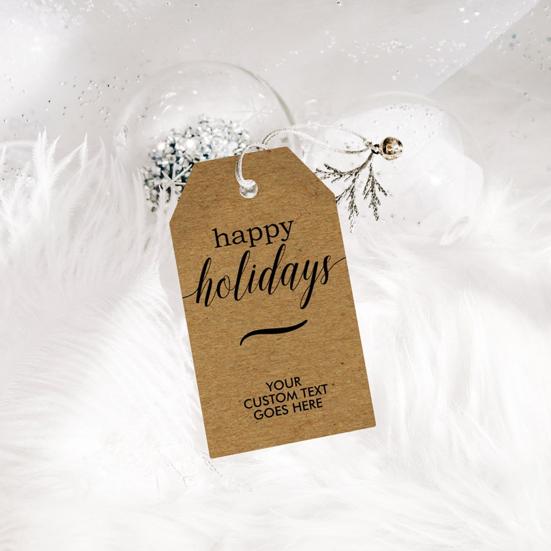 Editable Happy Holidays Kraft Printable Gift Favor Tags, Christmas ...