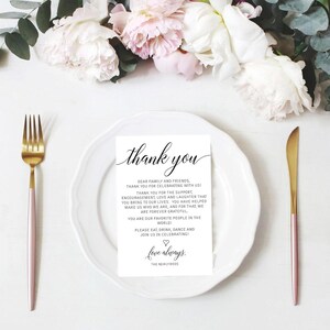 PRINTED + SHIPPED: 50 Thank You Place Cards, Wedding Rehearsal Dinner ...