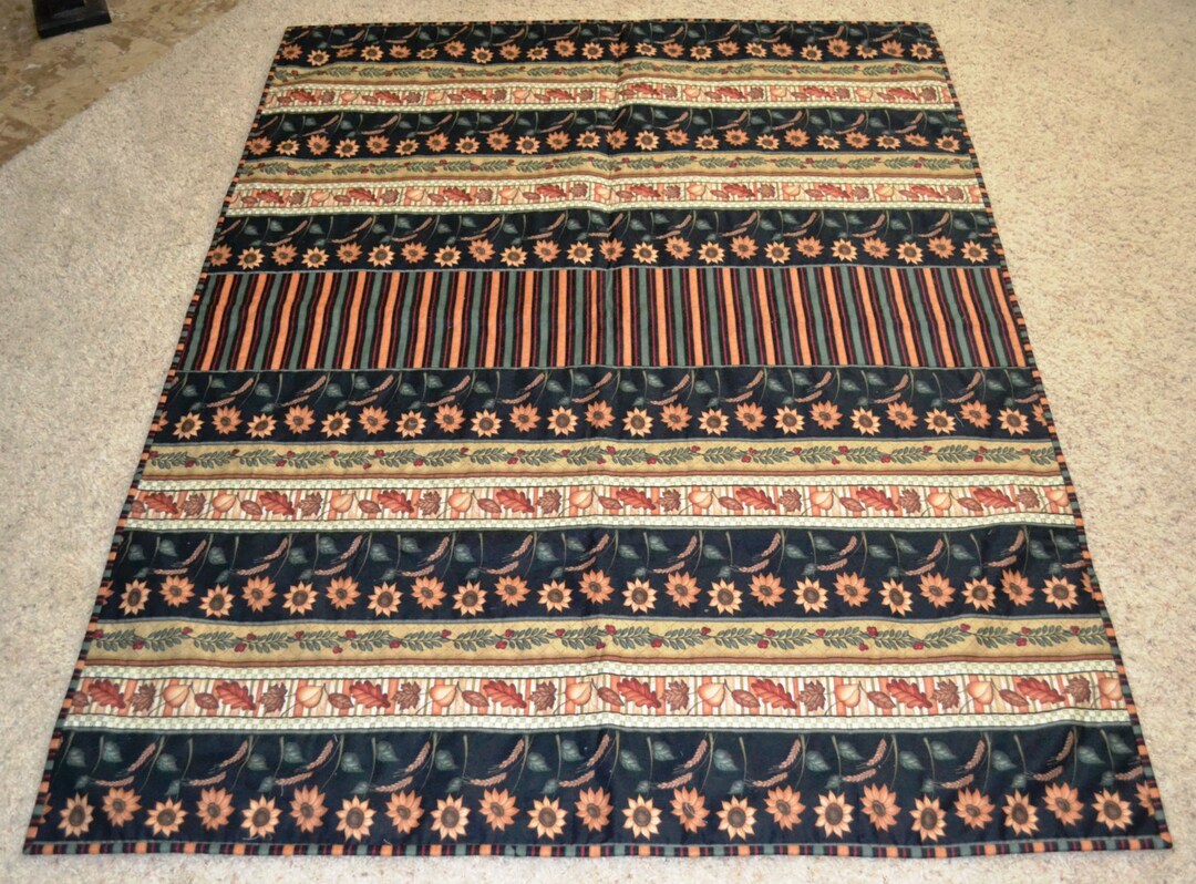 Autumn Throw Quilt: Fall Flower Leaf Wheat - Etsy