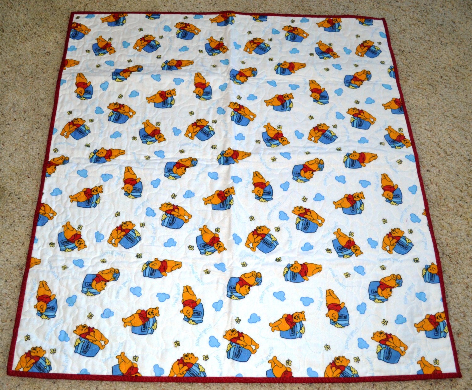 Sale Baby Quilt: Flannel Winnie the Pooh With His Hunny Pot - Etsy