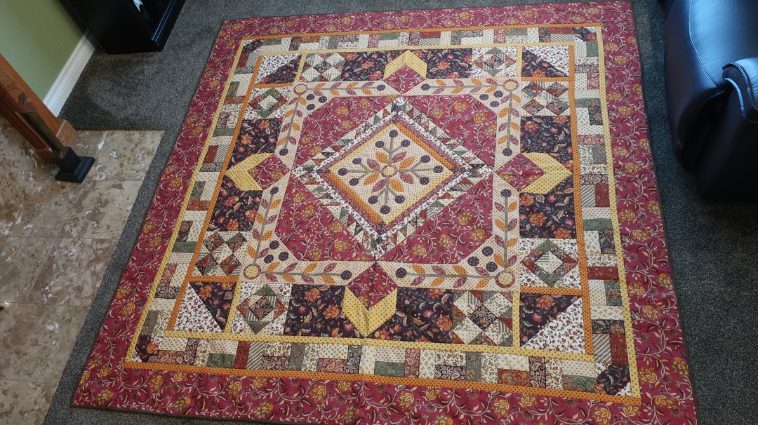 Quilt: Fall Colors - Brown, Orange, Gold, Yellow and Green; Flowers and ...