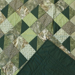 Quilt: Multi Green With Dark Green Border and Backing - Etsy