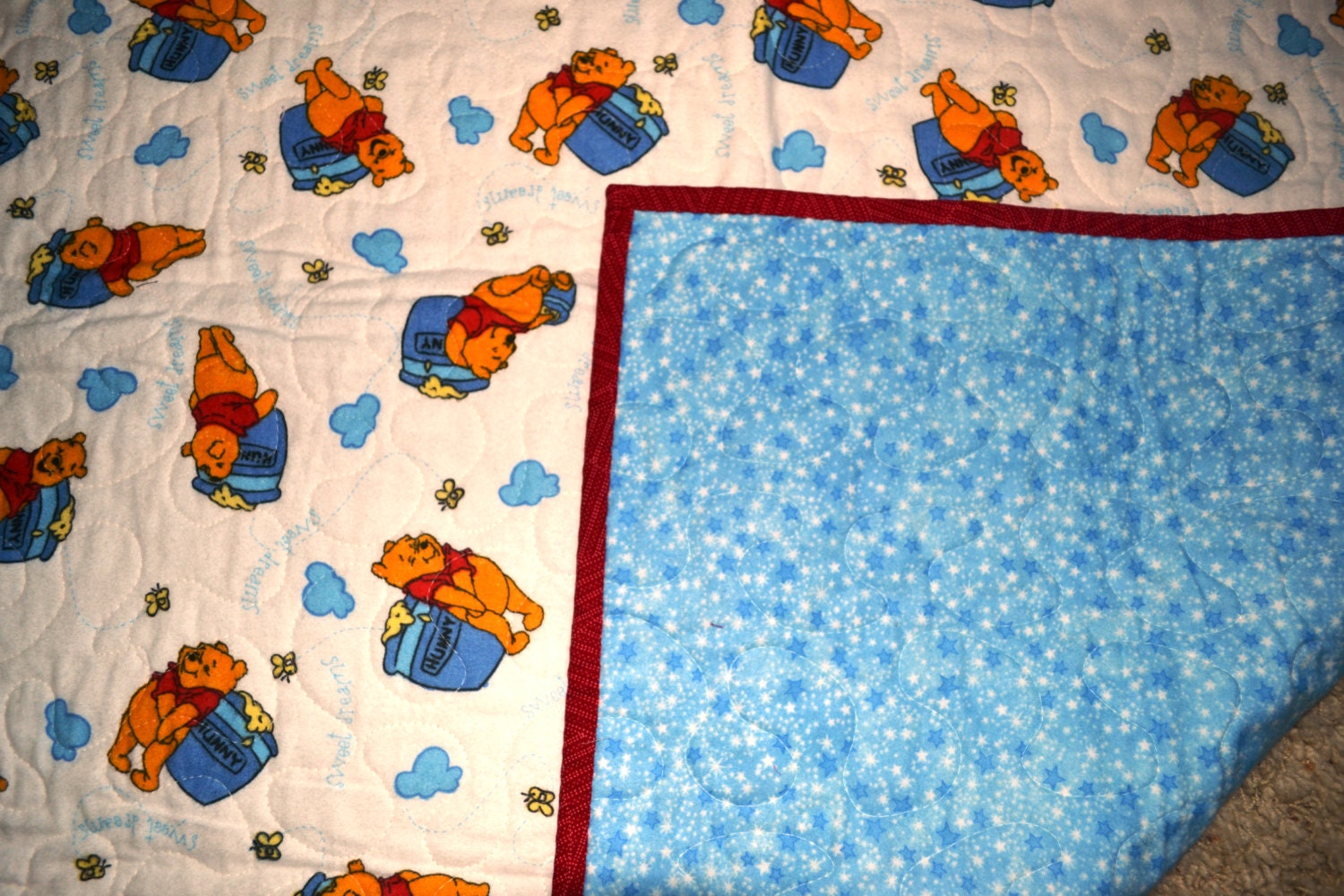 Sale Baby Quilt: Flannel Winnie the Pooh With His Hunny Pot - Etsy