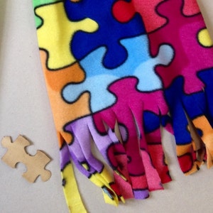Jigsaw Puzze Pattern Scarf Handmade. Puzzle Fleece Scarf for the Puzzle ...